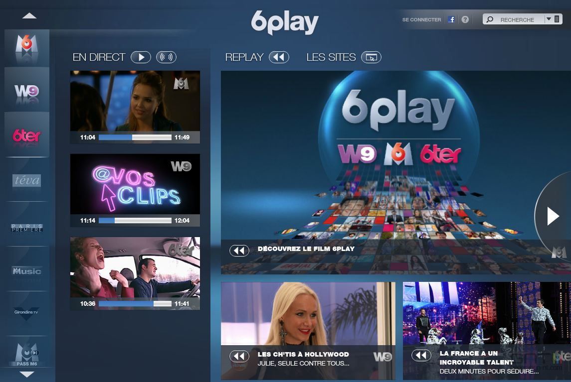 6play : plateforme des chaînes M6, W9 et 6ter