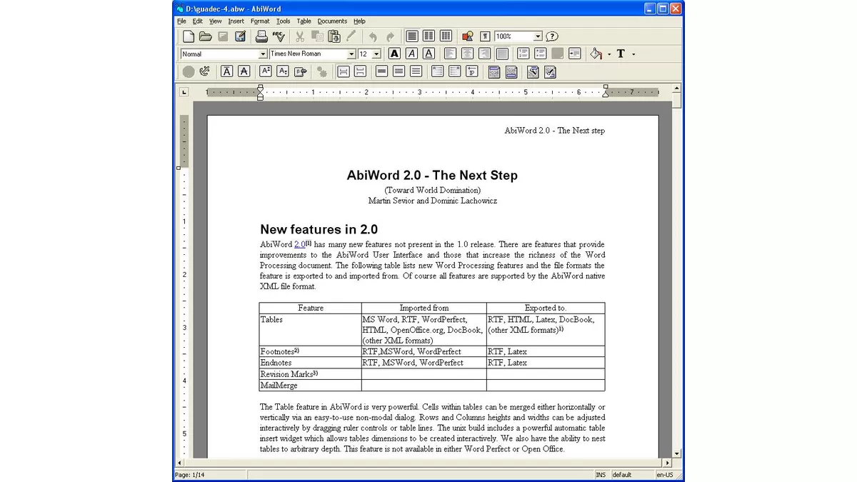 AbiWord : nouvelle version du traitement de texte opensource