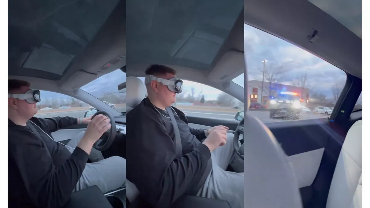Il fait (presque) n'importe quoi avec l'Apple Vision Pro et une Tesla
