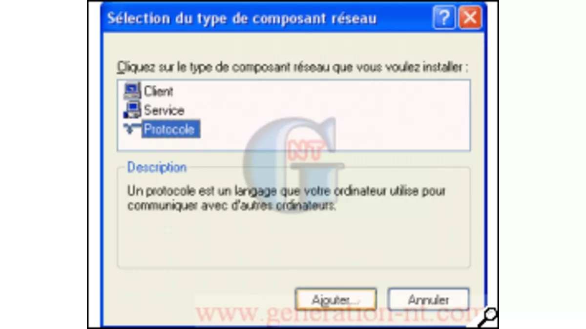 Installer le protocole NetBEUI
