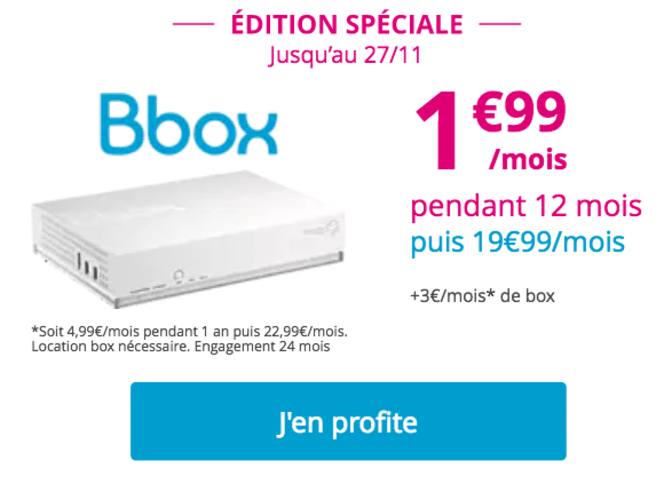 Bouygues brade à nouveau sa Bbox à 1,99€ par mois