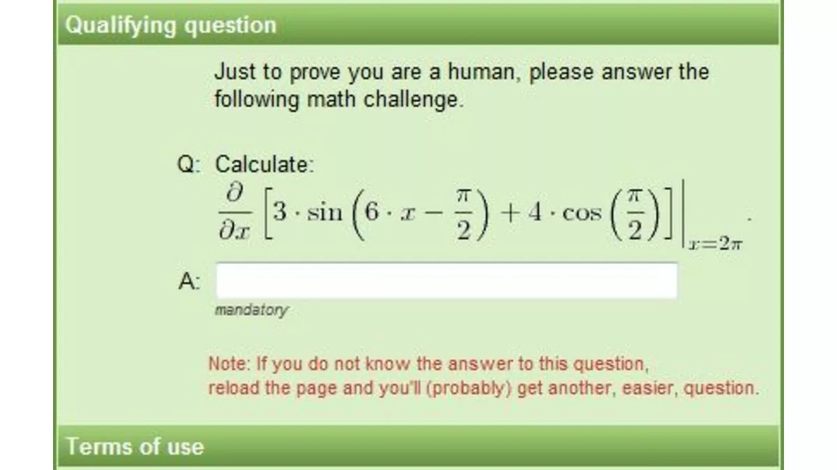 Insolite : le Captcha prise de tête en math