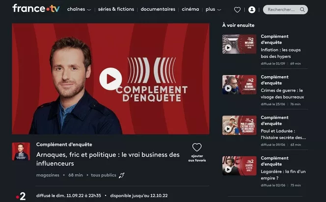 L'émission Complément d'enquête sur les influenceurs, du jamais vu chez France Télévisions