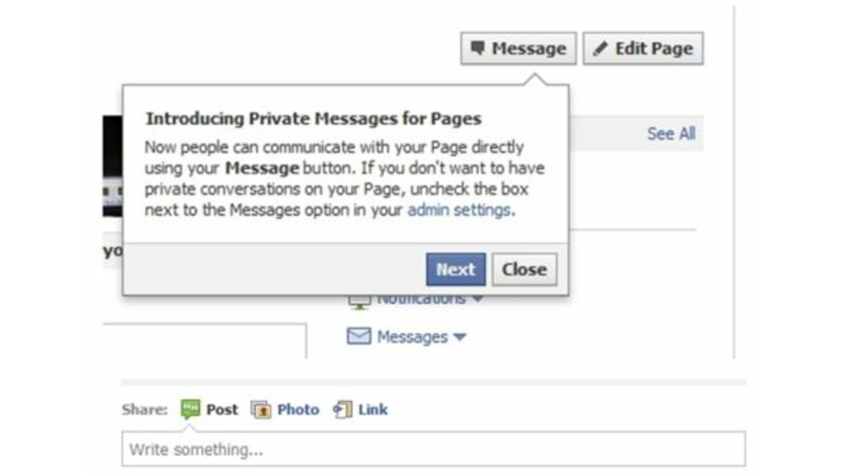 Pages Facebook : messages privés en test