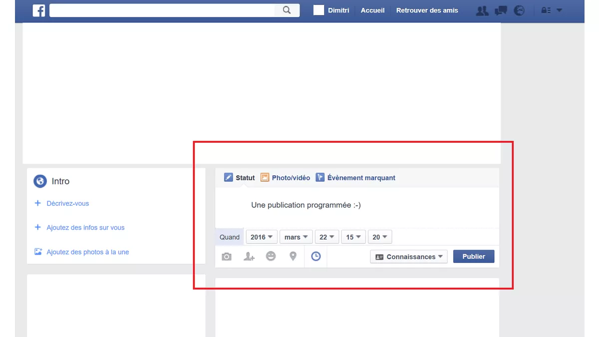 Programmer une publication Facebook