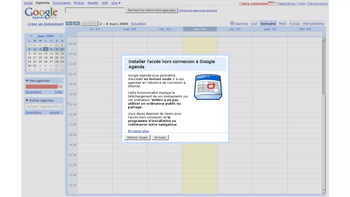 Google Agenda passe aussi en mode hors connexion