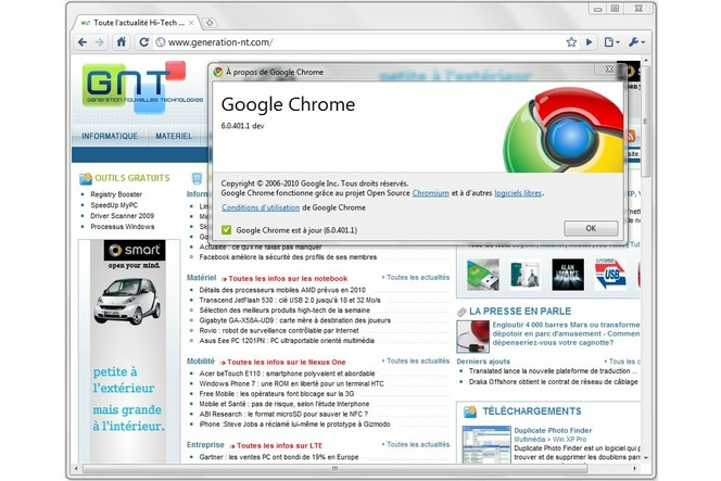 Google Chrome 6.0 : le développement débute