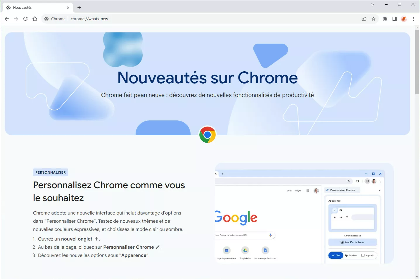 Vous pouvez désactiver le relooking de Chrome