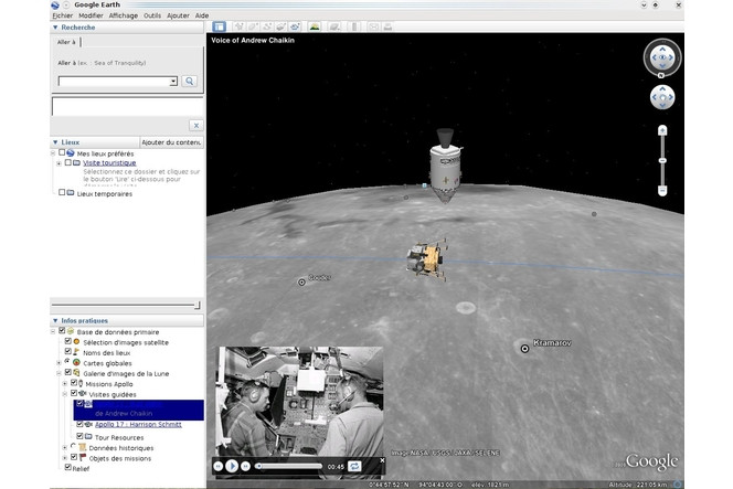 Google Earth propose d'explorer la Lune en 3D