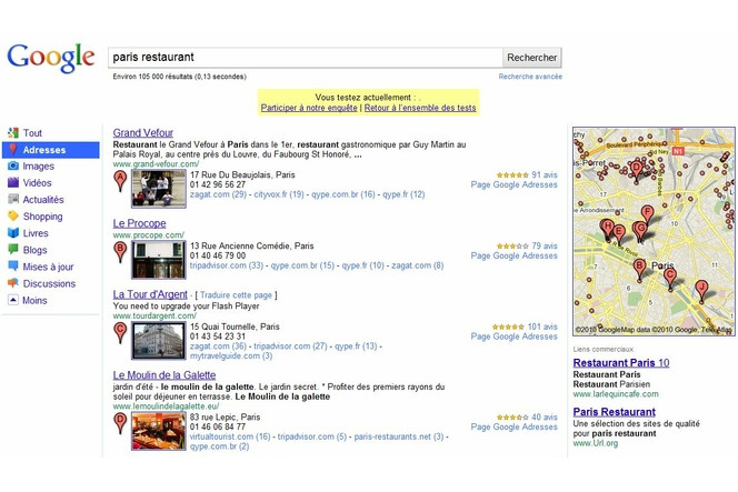 Google : geolocalisation détaillée dans le moteur