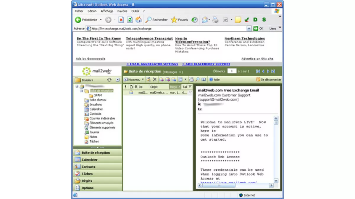mail2web LIVE : du MS Exchange gratuit