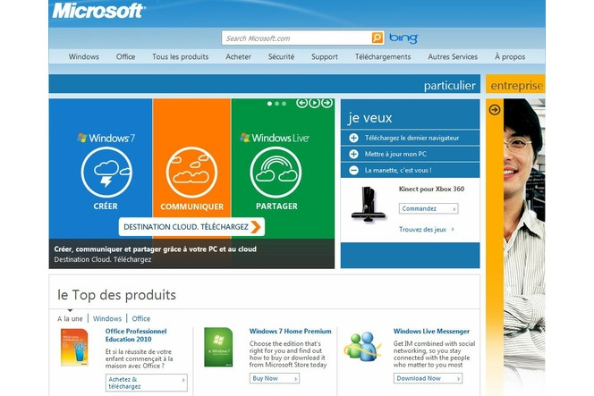 Microsoft : nouvelle page d'accueil style Metro
