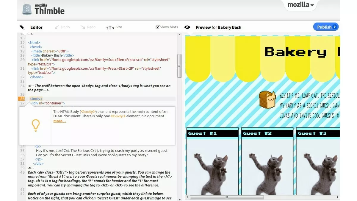Mozilla Webmaker : Thimble pour apprende à coder