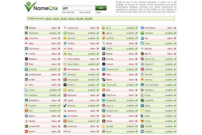 NameChk : trouver des noms d'utilisateur disponibles