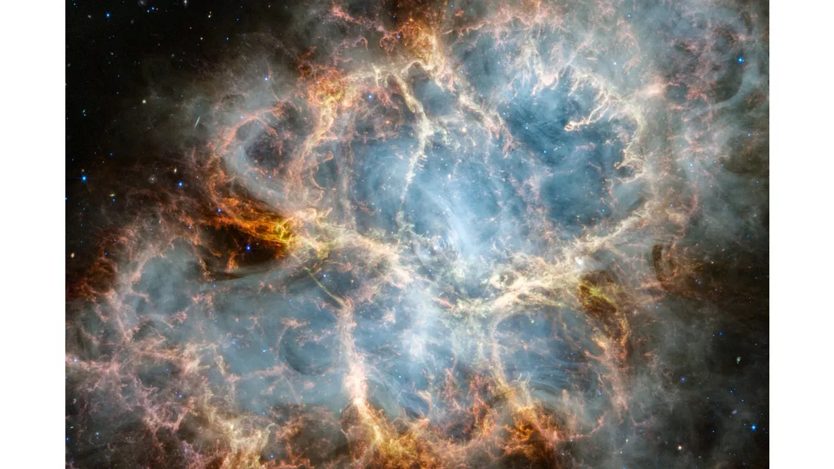 Grand spectable avec la nébuleuse du Crabe sous l'œil du James Webb