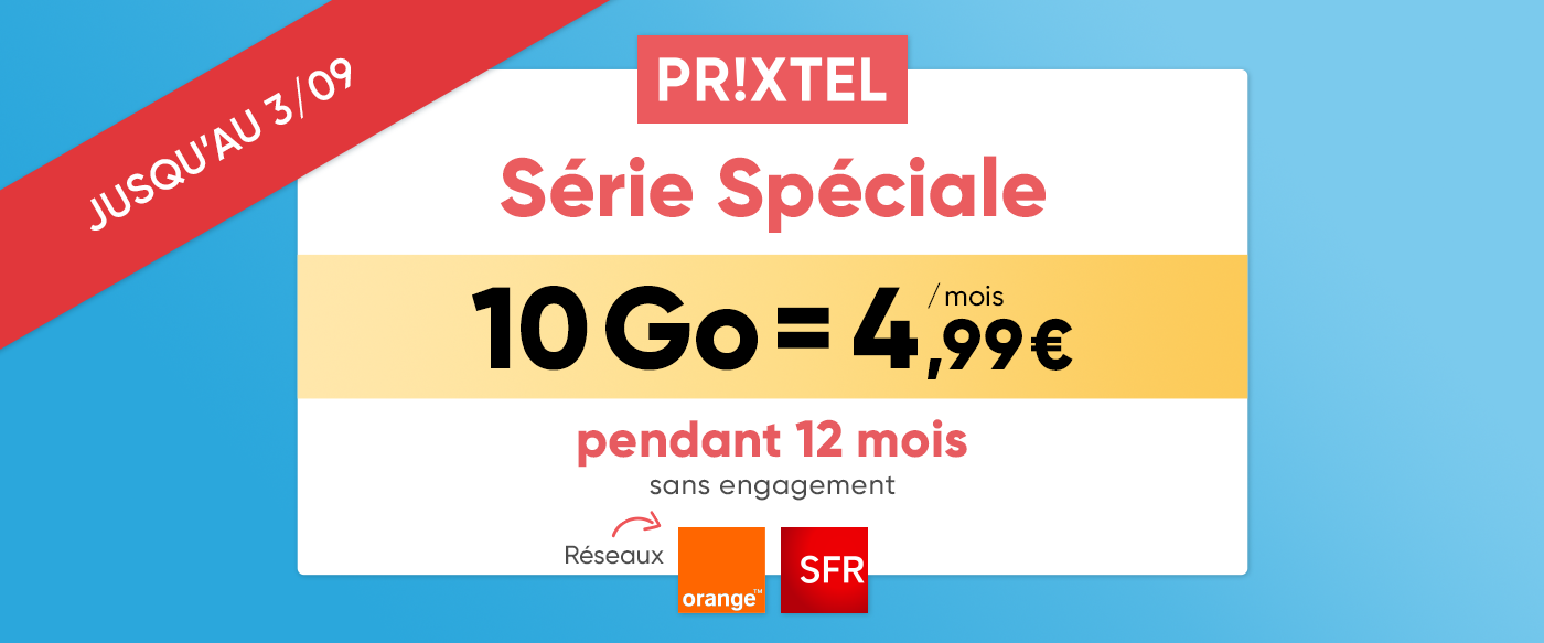 Forfait mobile Prixtel à partir de 4,99 € pendant 1an sur les réseaux ...