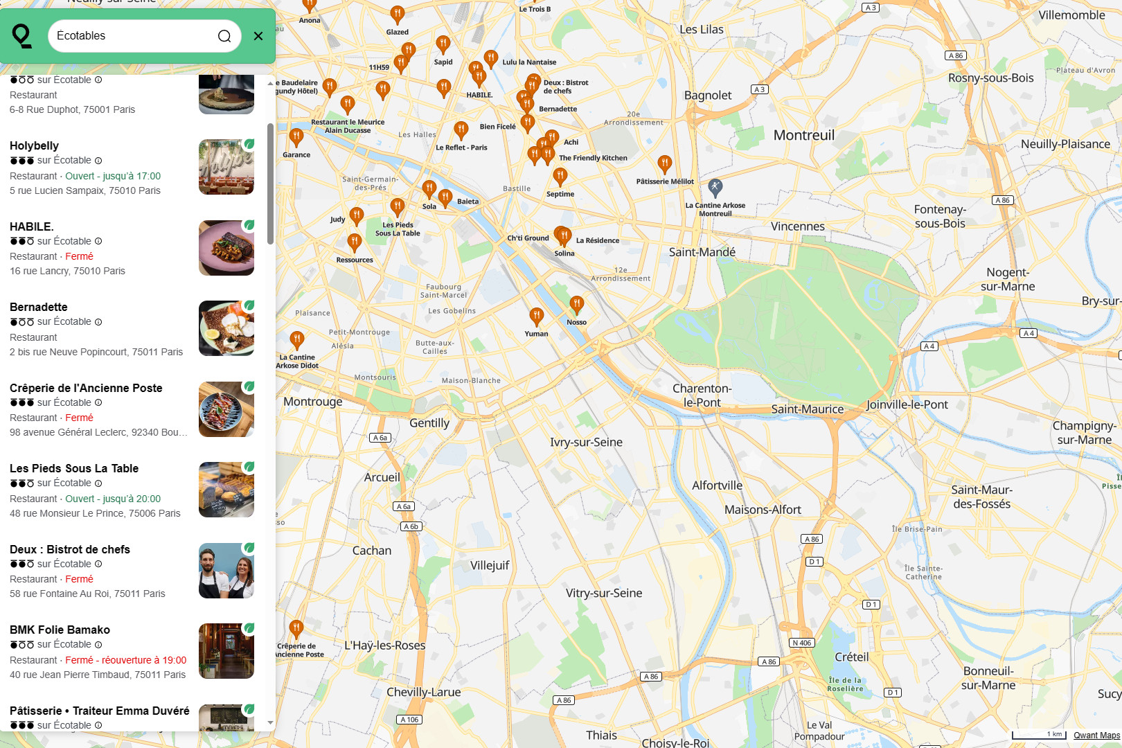 Qwant Maps met en avant l'écoresponsabilité