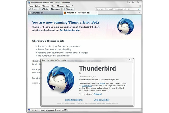 Thunderbird 7 en bêta et Earlybird
