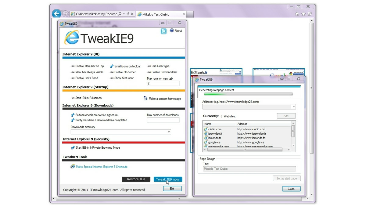 TweakIE9 : modifier les paramètres d’Internet Explorer 9