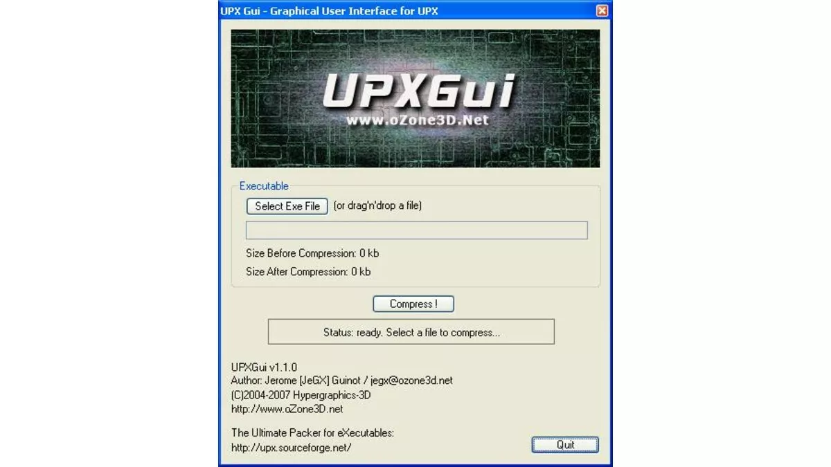 UPX Graphical : compresser des fichiers EXE