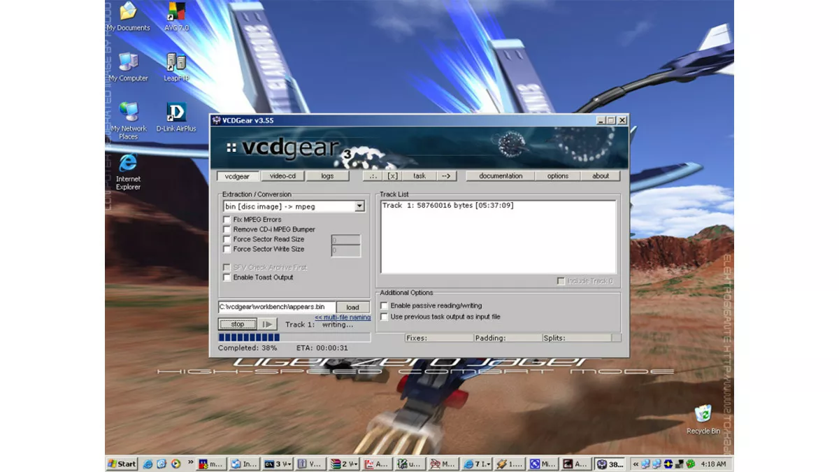 VCDGear : convertir des vidéos MPEG rapidement