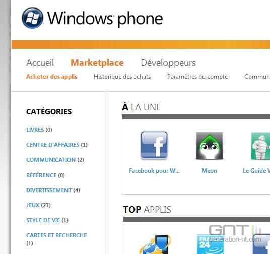 Windows Marketplace accessible depuis un PC