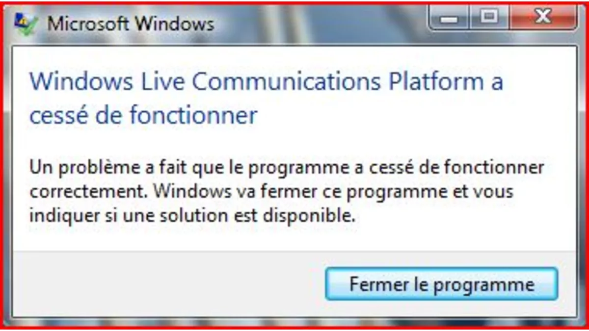 Windows Live Messenger 2009 peut s'enrhumer au lancement