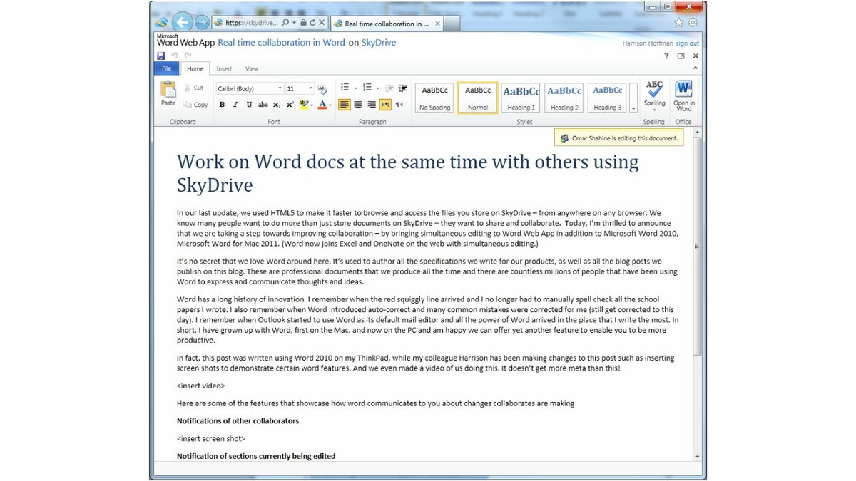 Office Web Apps : co-création pour Word sur SkyDrive