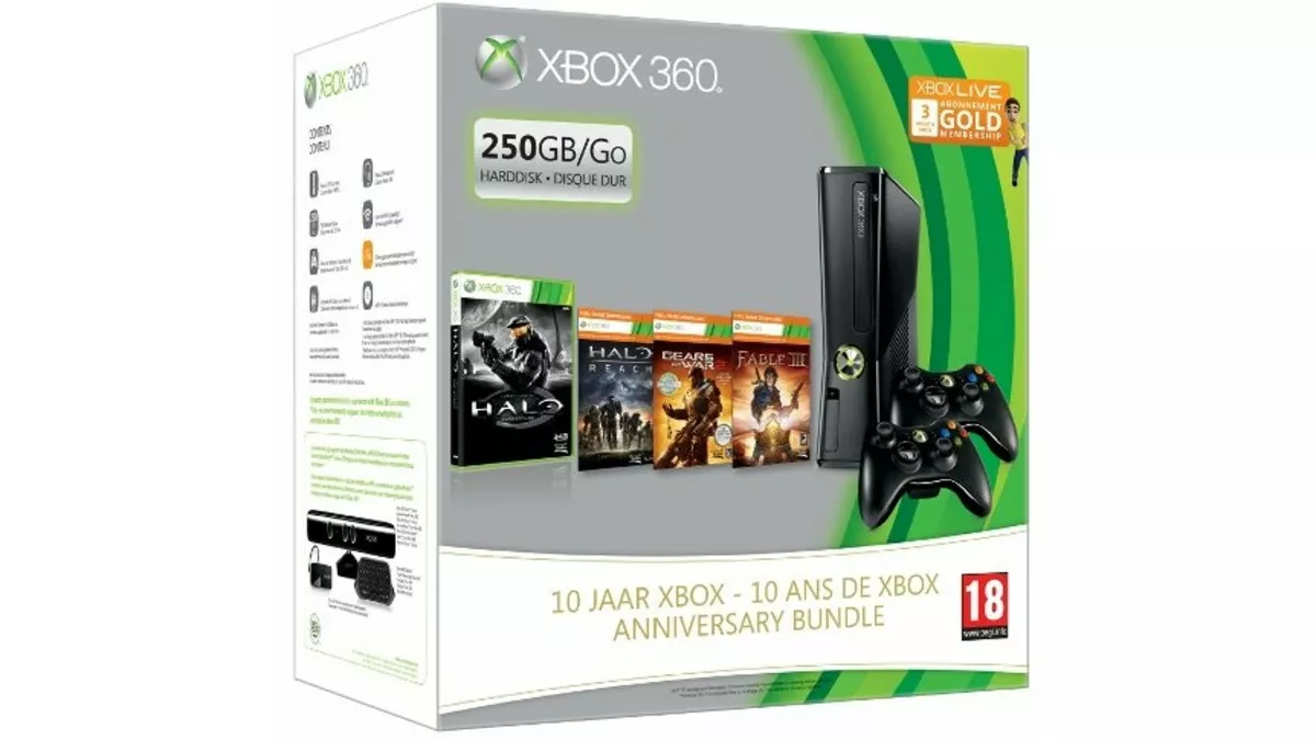 Xbox 360 : pack anniversaire avec 3 jeux et abonnement Gold
