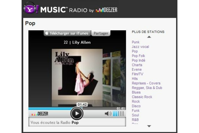 Yahoo! Music : retour des webradios via Deezer
