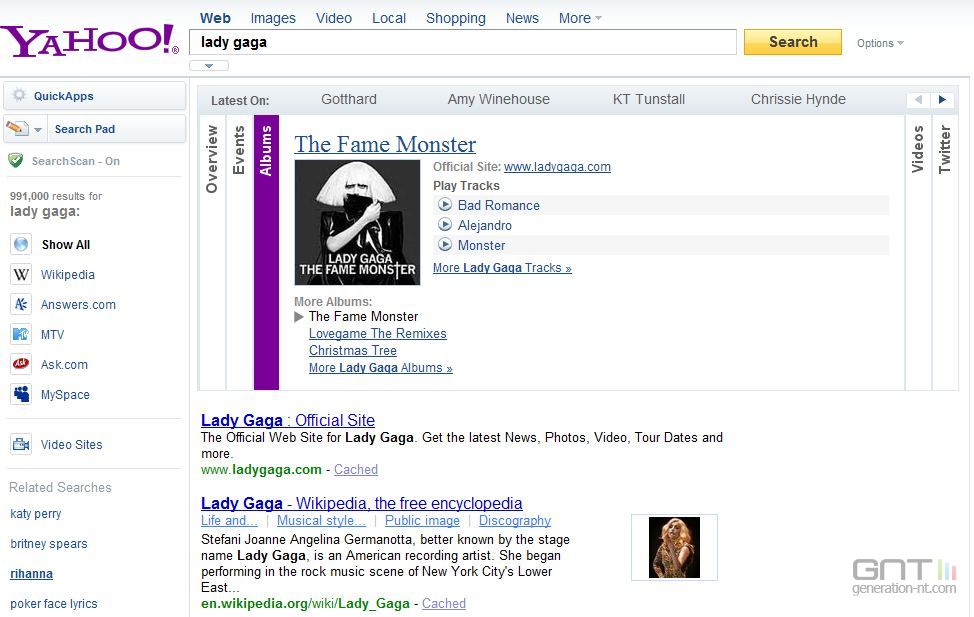 Motorisé par Bing, Yahoo! Search a des idées