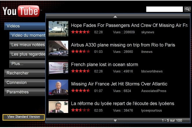 YouTube en mode XL pour la télévision